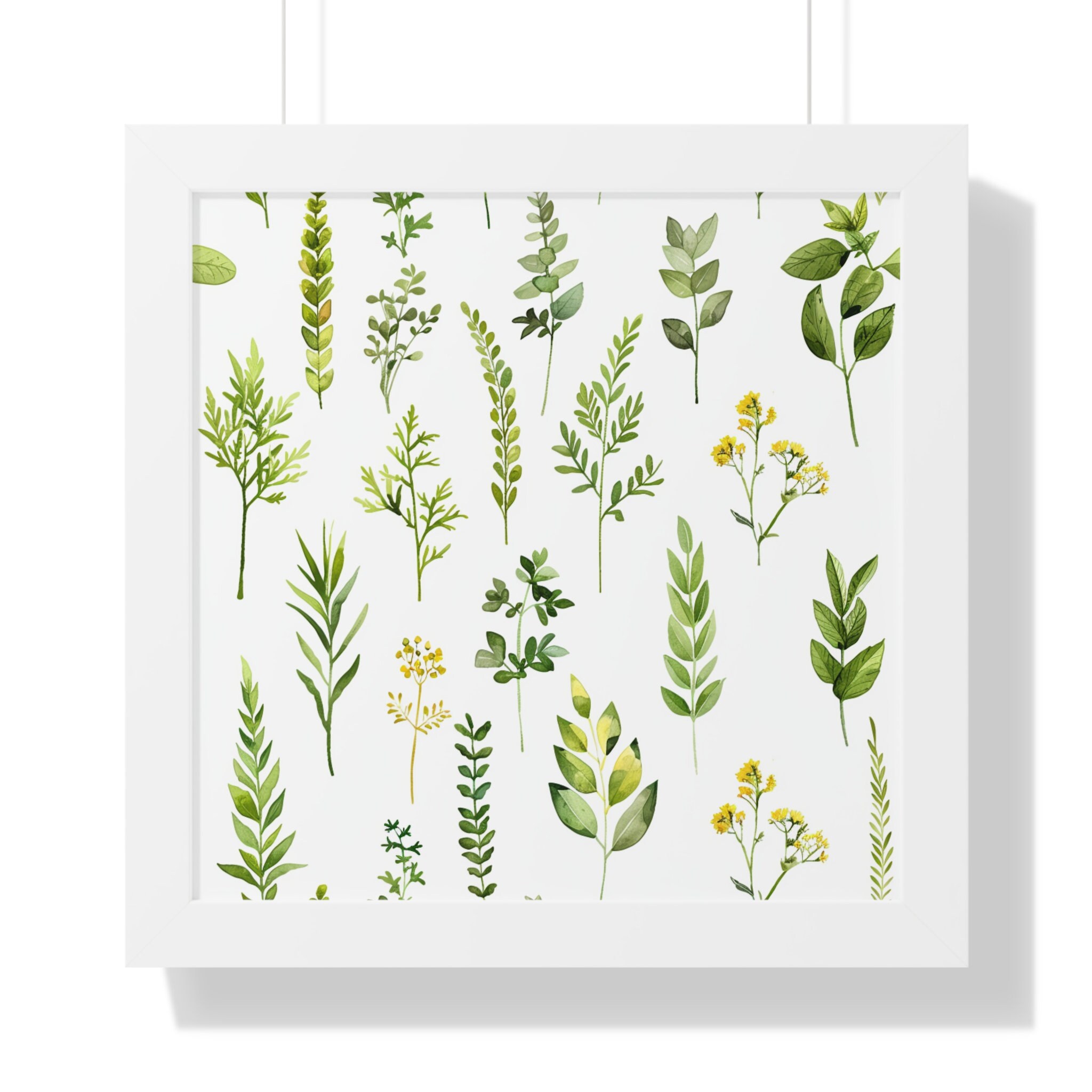 Pressed Botanical Leaf Sprigs Cottagecore Boho Style Framed 16x16 ...