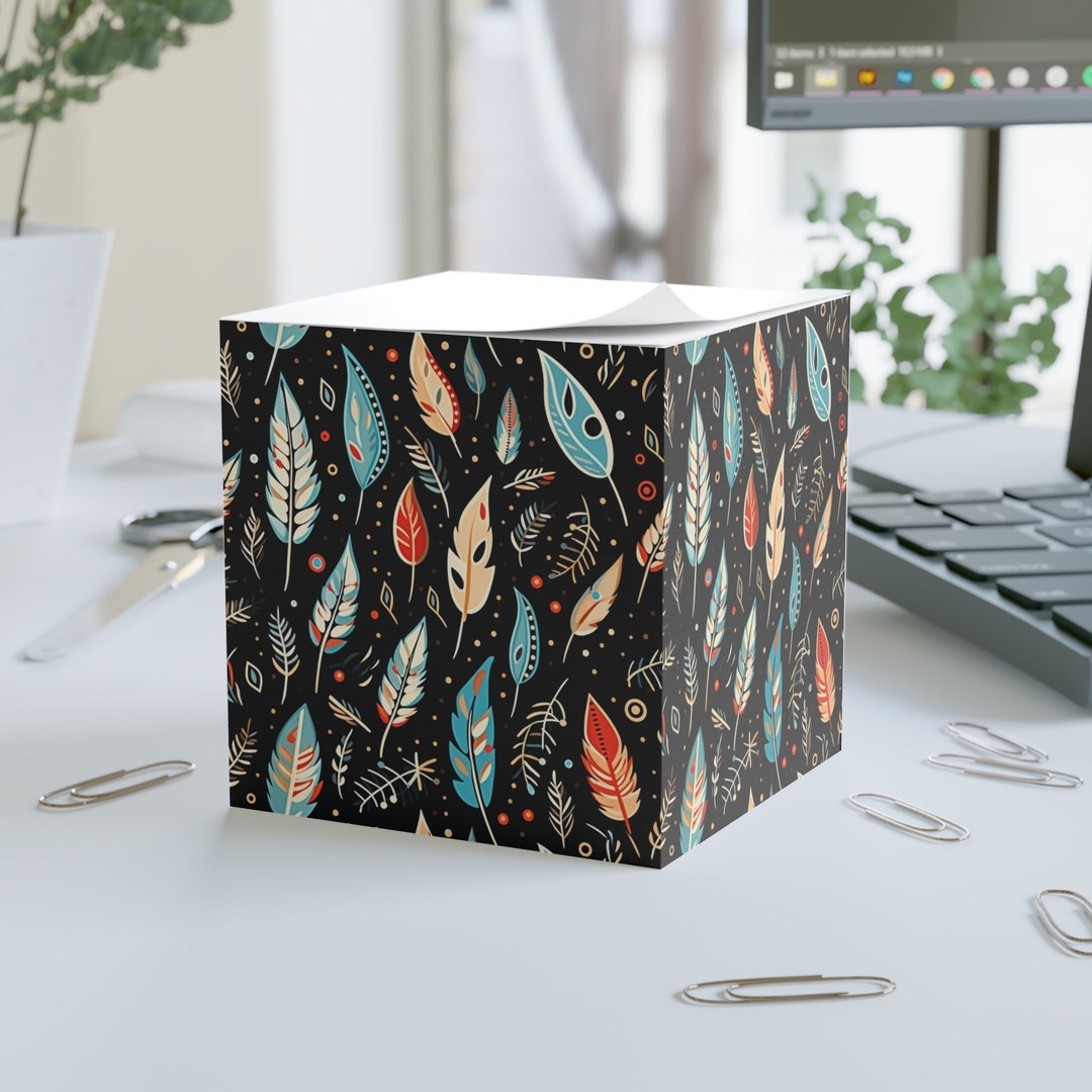 Native Tribal Inspired Feathery Graphic Pattern Sticky Note Cube ...