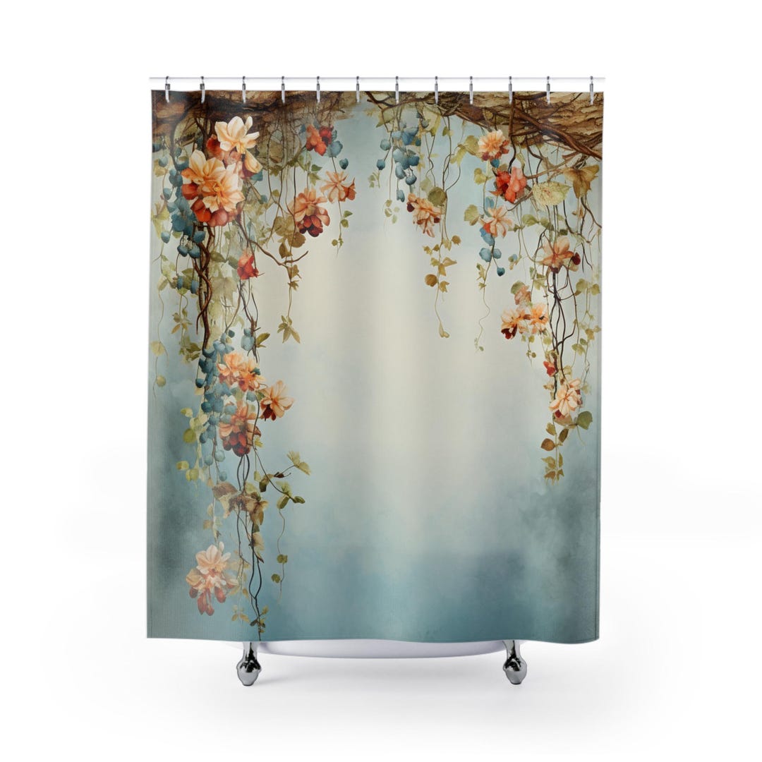 Botanical Branch Vines Shower Curtain: Boho Floral Fairy Tale Archway ...
