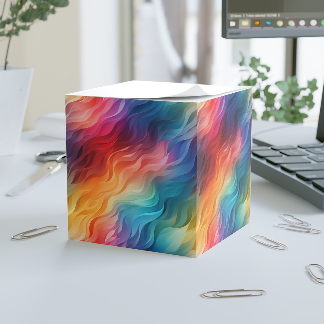 70's Inspired Retro Rainbow Pride Pretty Pattern Sticky Note Cube ...