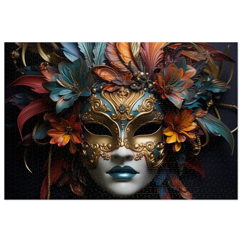 Masquerade Feathered Fantasy Party Mask Jigsaw Puzzle Gift for Him or ...