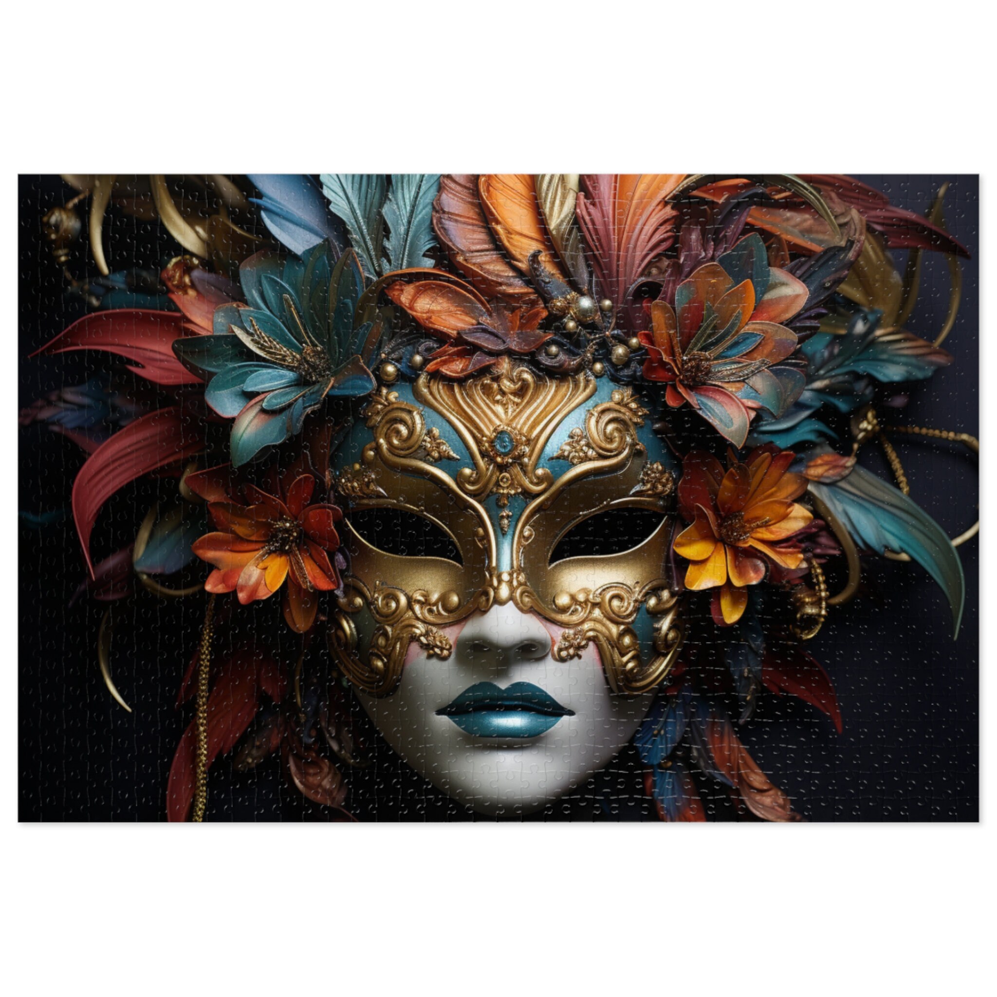Masquerade Feathered Fantasy Party Mask Jigsaw Puzzle Gift for Him or ...