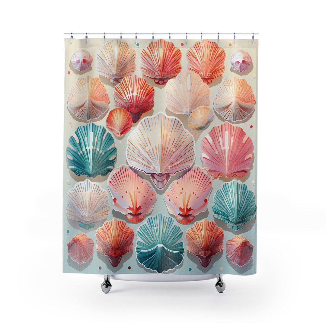 Beach Combing Life Seashell Shower Curtain, Tropical Coastal Sea ...