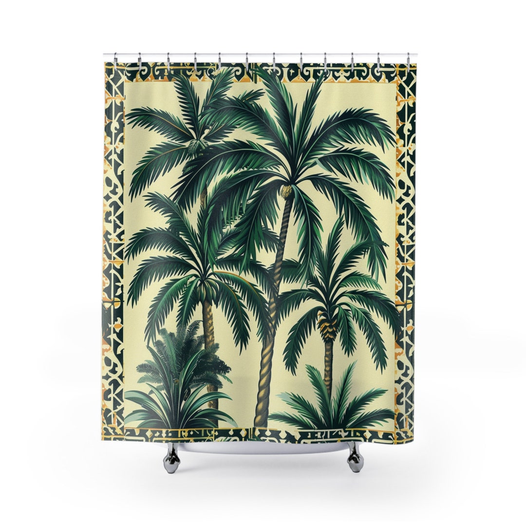 Tropical Coconut Palm Trees Island Oasis Getaway Shower Curtain, Mildew ...