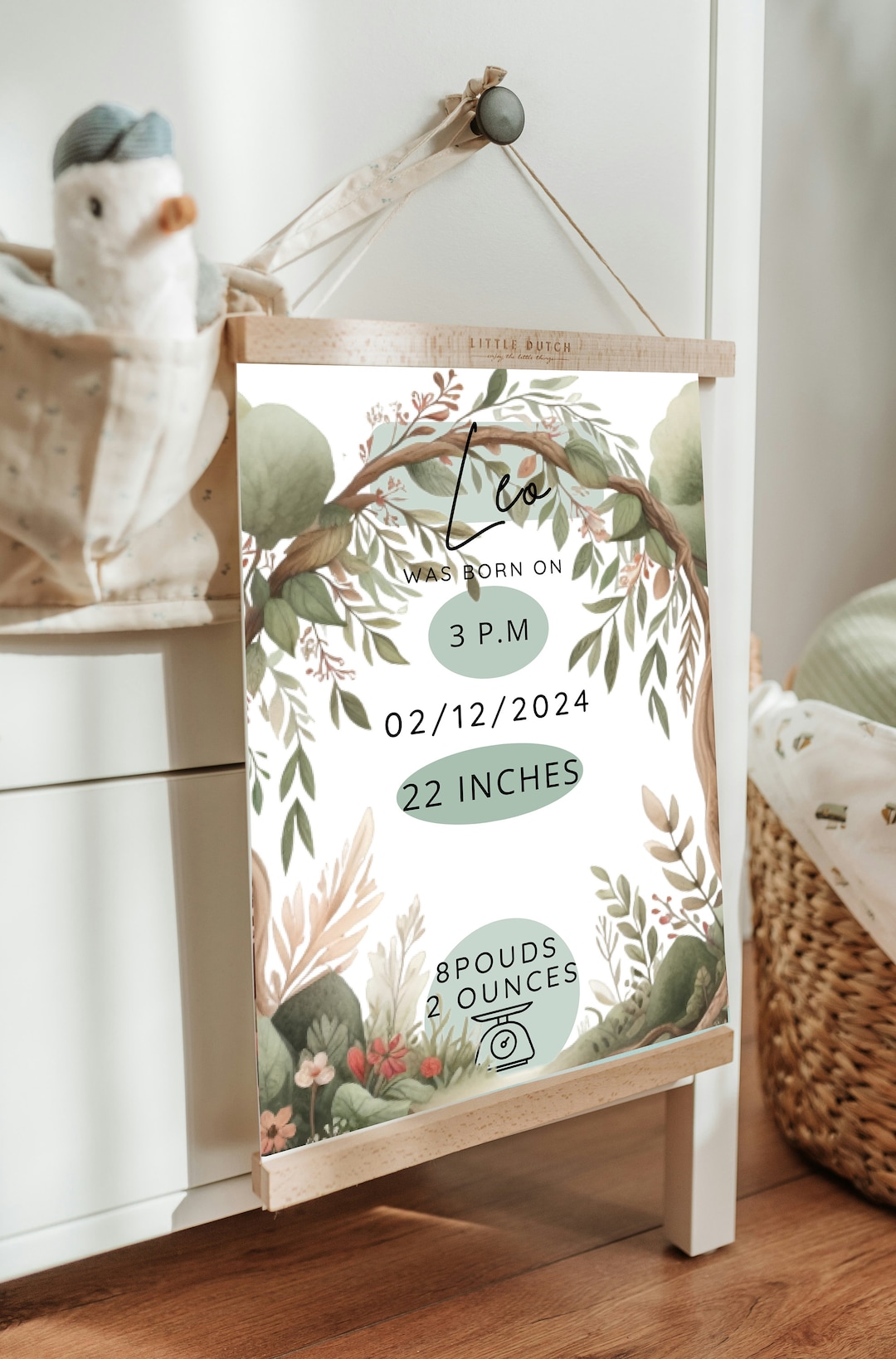 Personalized Printable Baby Metrics. Boho Style. Woodland Metric ...
