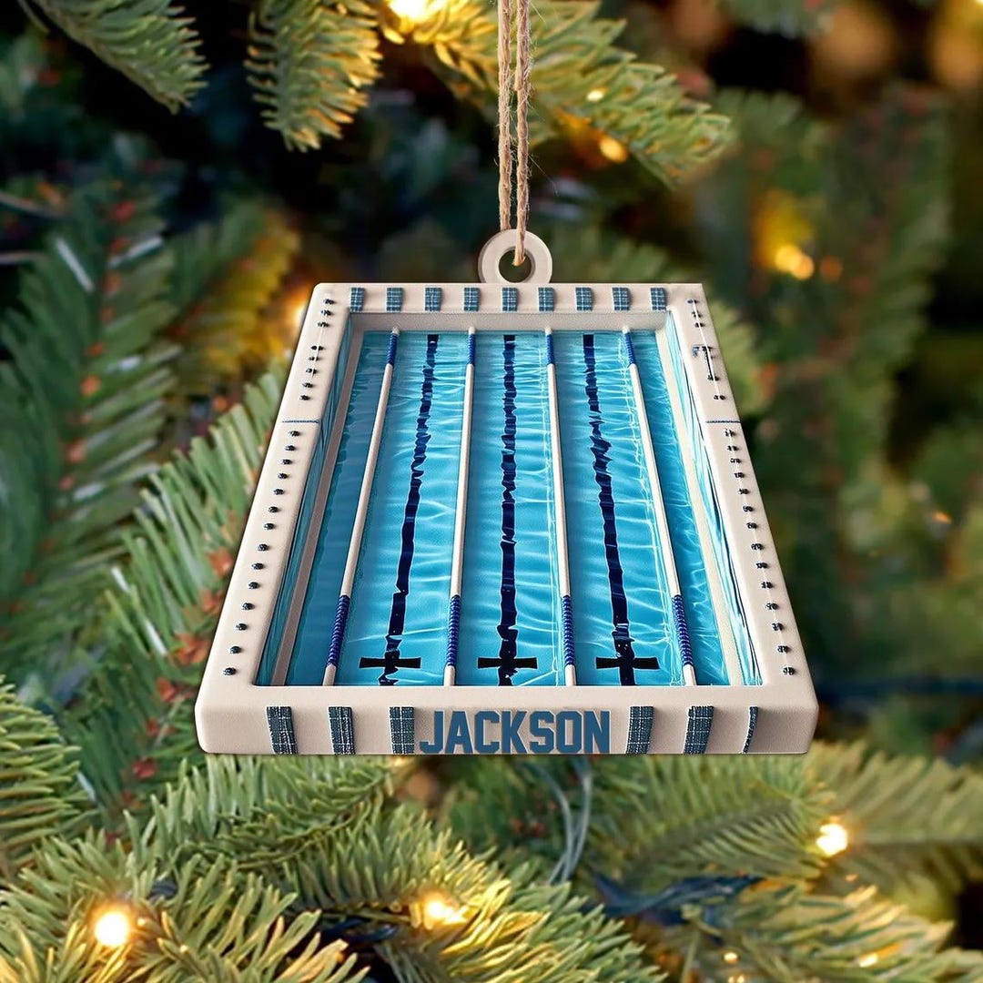 Personalized Swimming Pool Ornament - Custom Name Swimmer Christmas ...