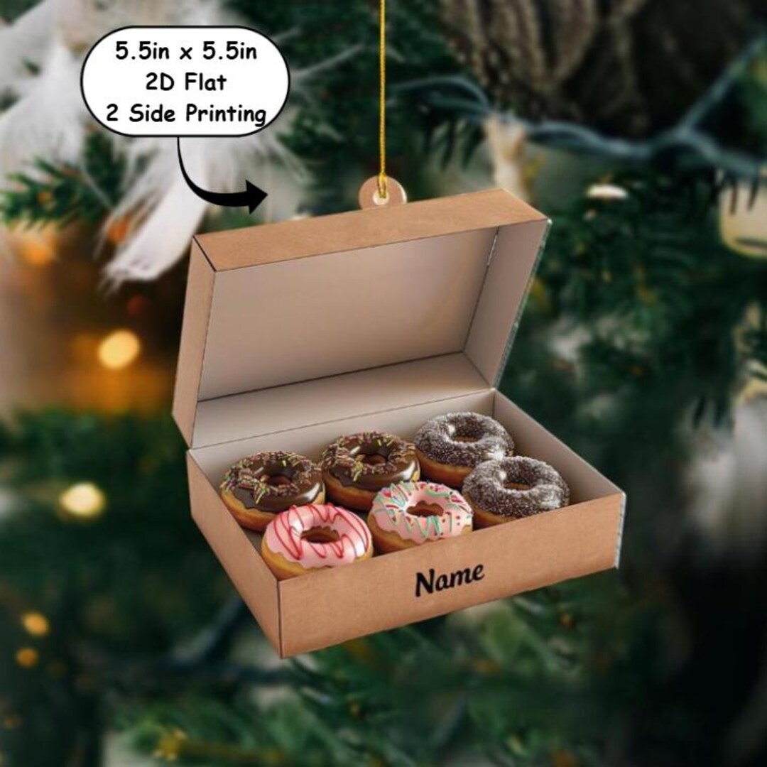 Donut Box Christmas Light Acrylic Ornament: Double-sided Xmas Tree ...