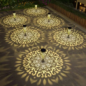 6 Pack Solar Pathway Lights Waterproof Outdoor Decorative Garden Floral ...