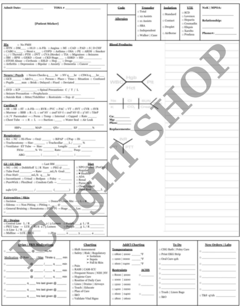 ICU Report Sheet New Grad HCA - Etsy