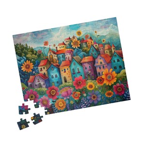 Whimsical Village Puzzle, Fantasy Cityscape Jigsaw, Fairy Tale Design ...