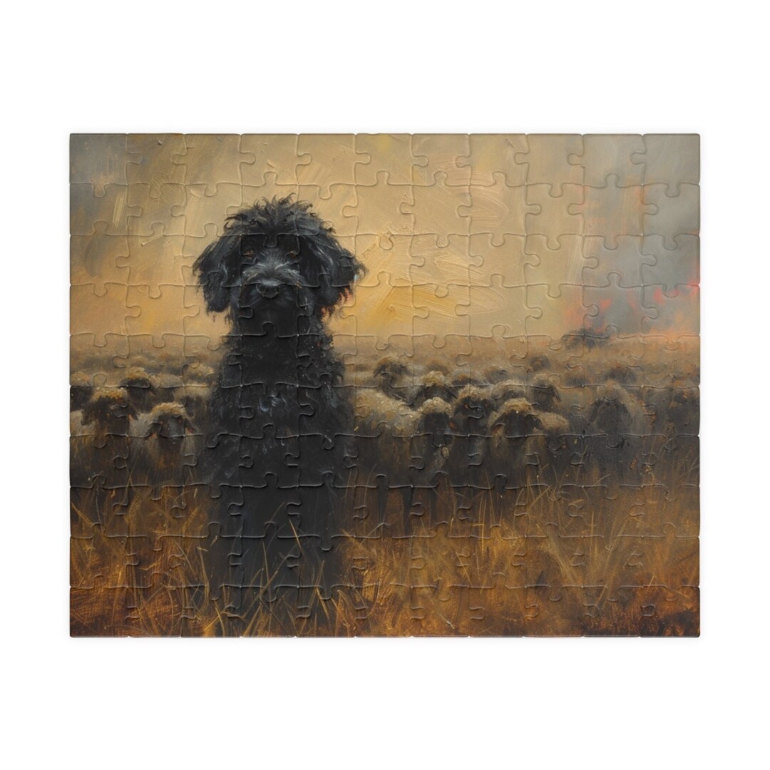 Bouvier Dog Watching Over the Sheep Jigsaw Puzzle, for Bouvier Lover ...