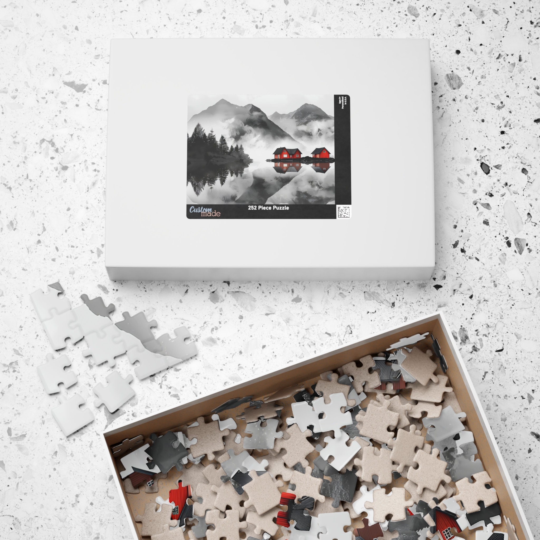 Wilderness Art Jigsaw Puzzle, Red Houses, Scenic Landscape Puzzle, Gift ...