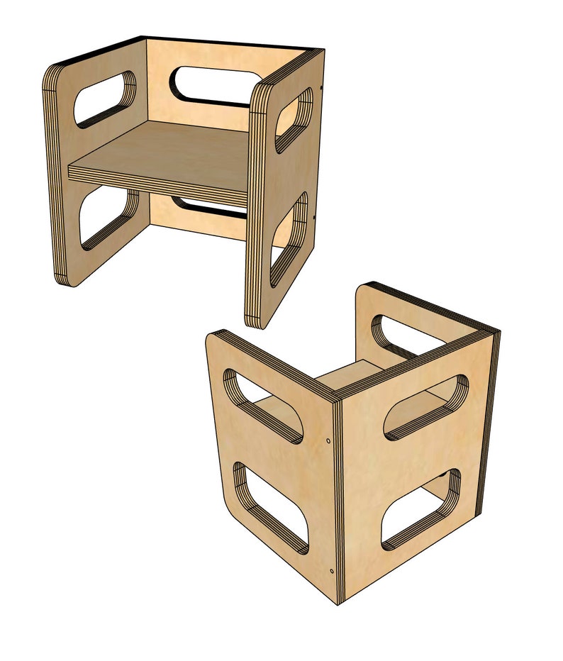 Montessori 2 Height Cube Chair and Table Set DIY DXF Plans - Etsy
