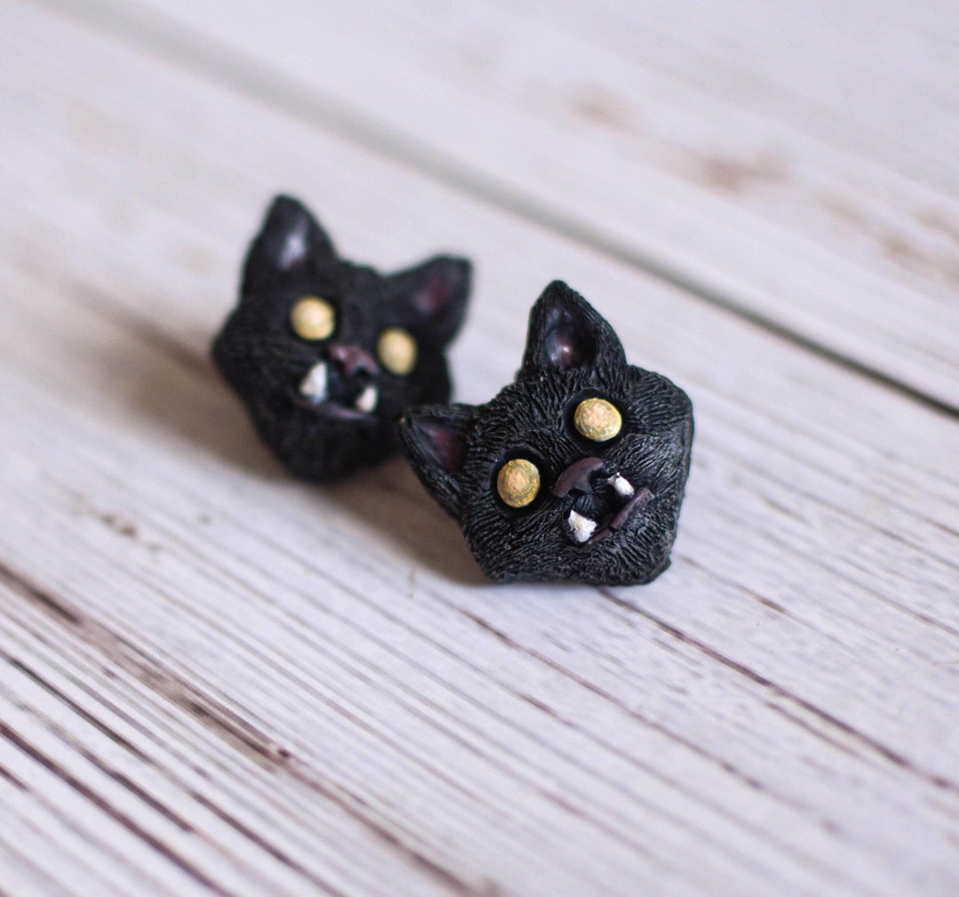 Yule Cat Stud Earrings, Yule Cat Face, Icelandic Cat, Legend of Yule ...