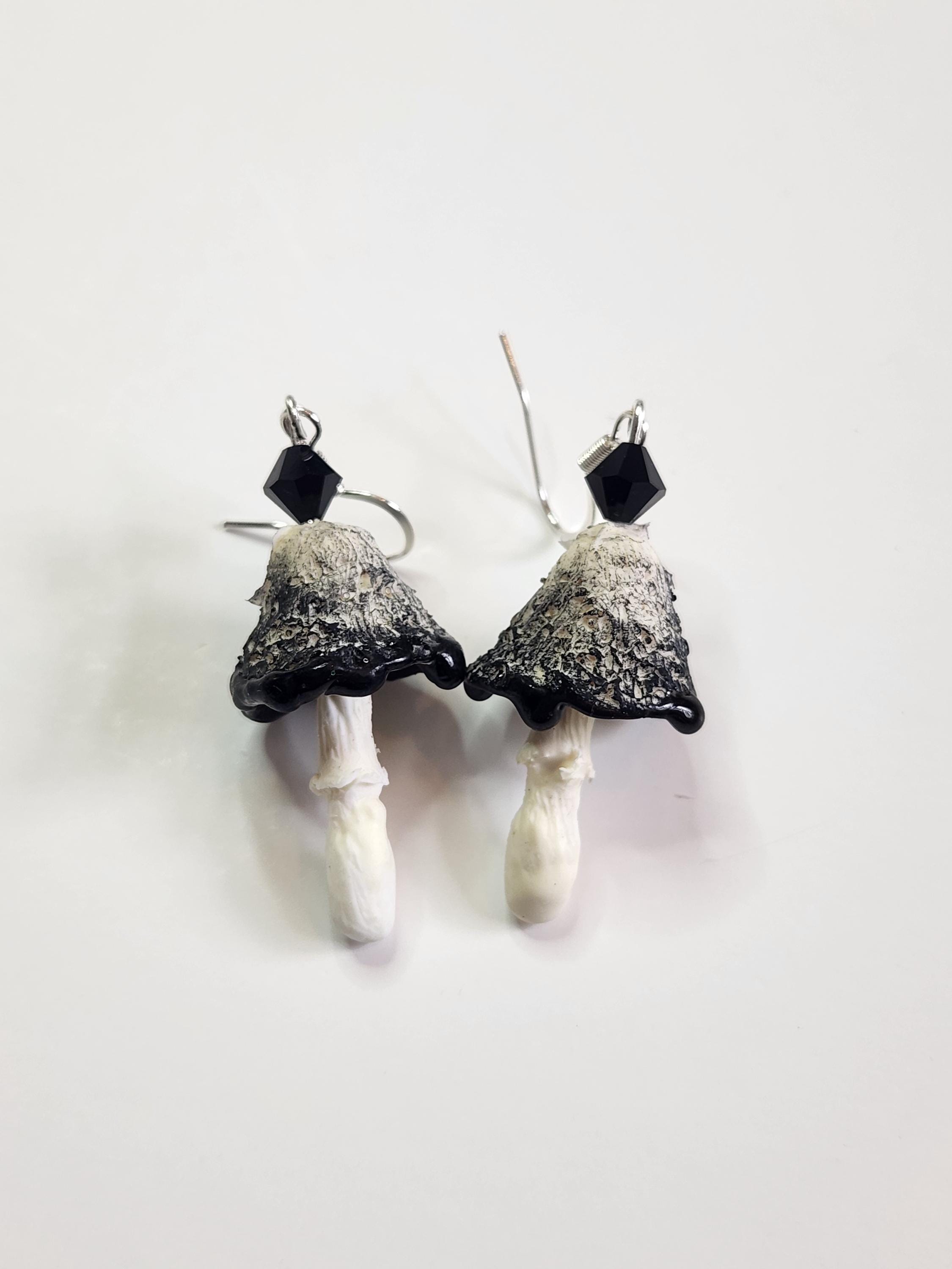 Handmade Inky Cap Mushroom Earrings: Sterling Silver Plated ...