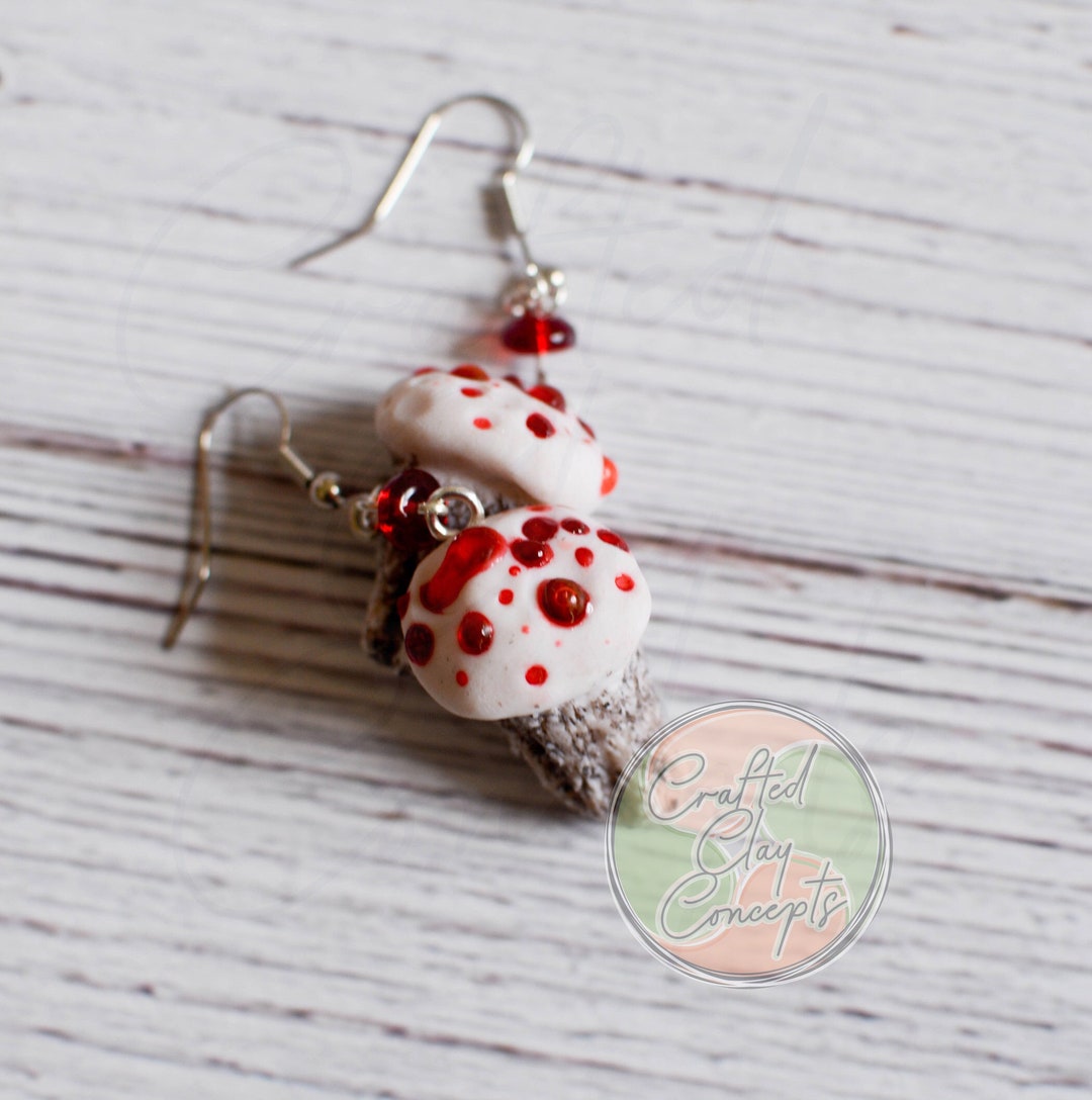 Devil's Tooth Earrings, Bleeding Mushroom , Hydnellum Peckii, Bleeding ...