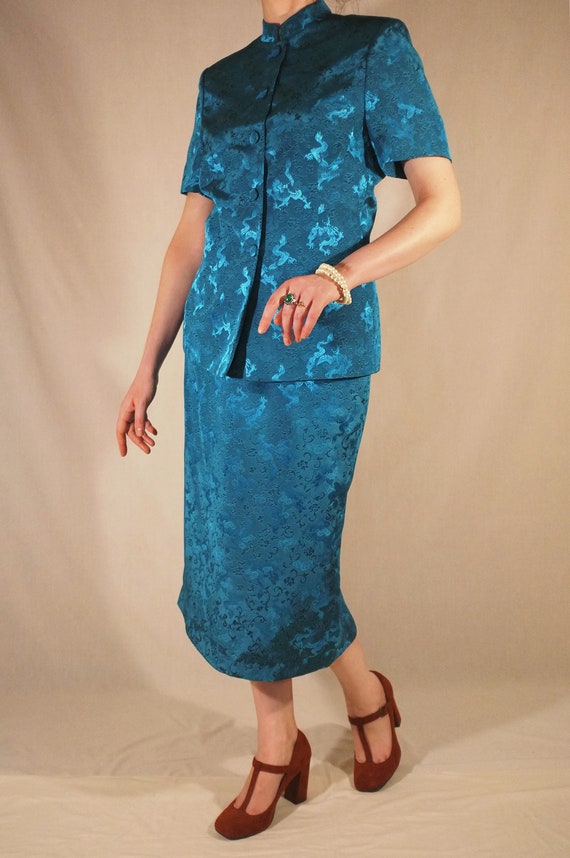 Vintage Asian Set Mandarin Collar Jacket or Blazer an… - Gem