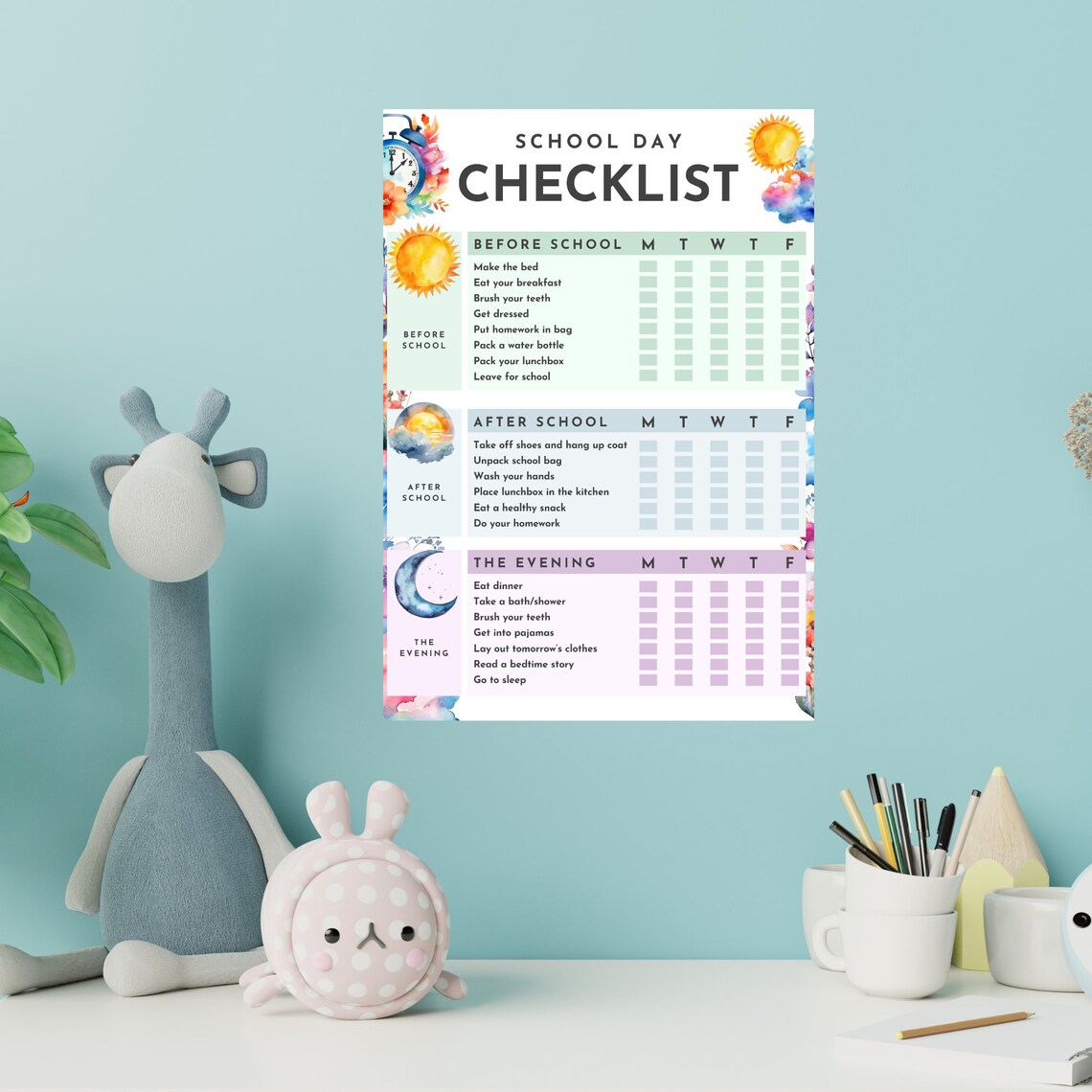 Responsibility Chore Chart for Kids | Printable | Kids Daily Weekly ...