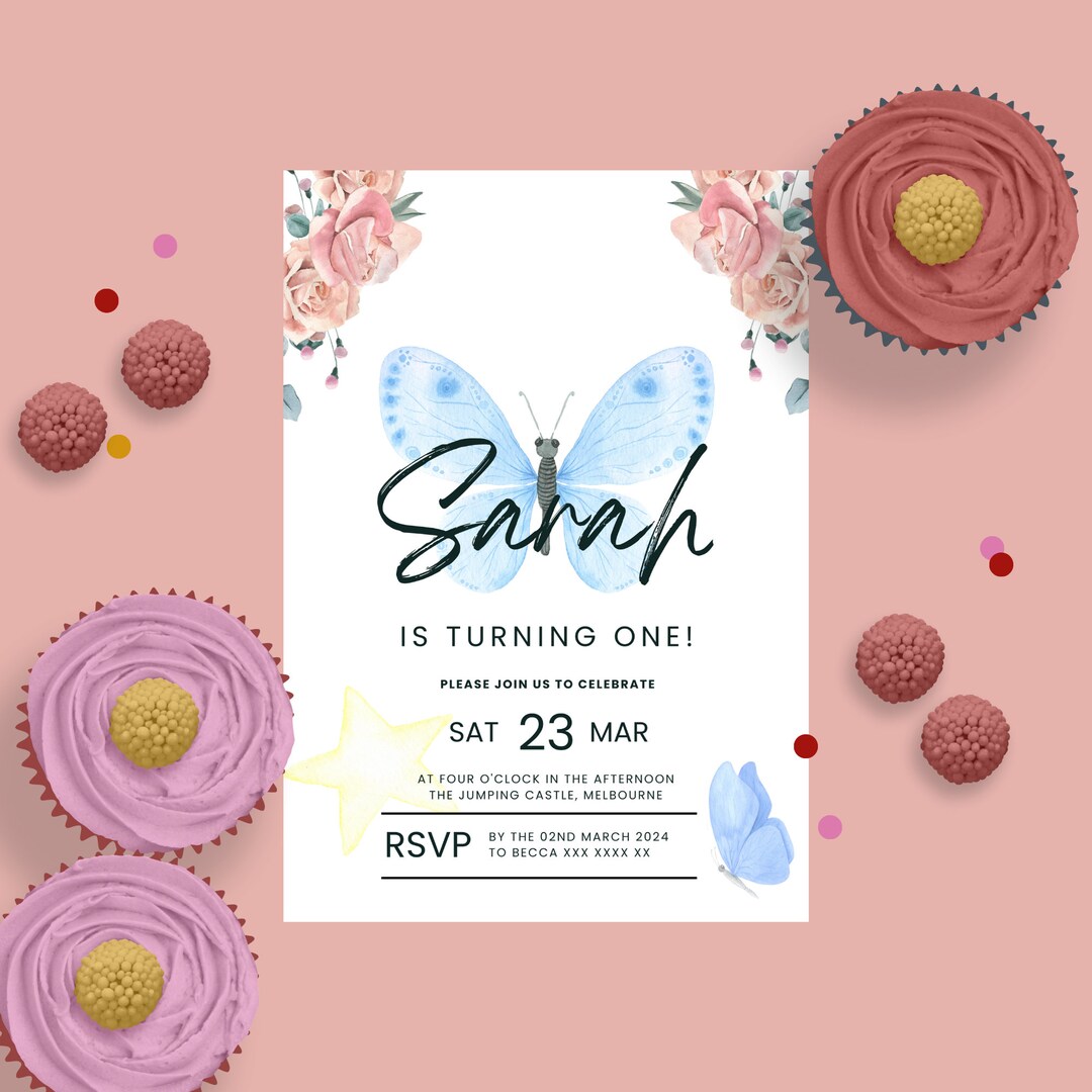 Butterfly Birthday Invitation, Butterflybirthdaybundle, Butterflytheme ...