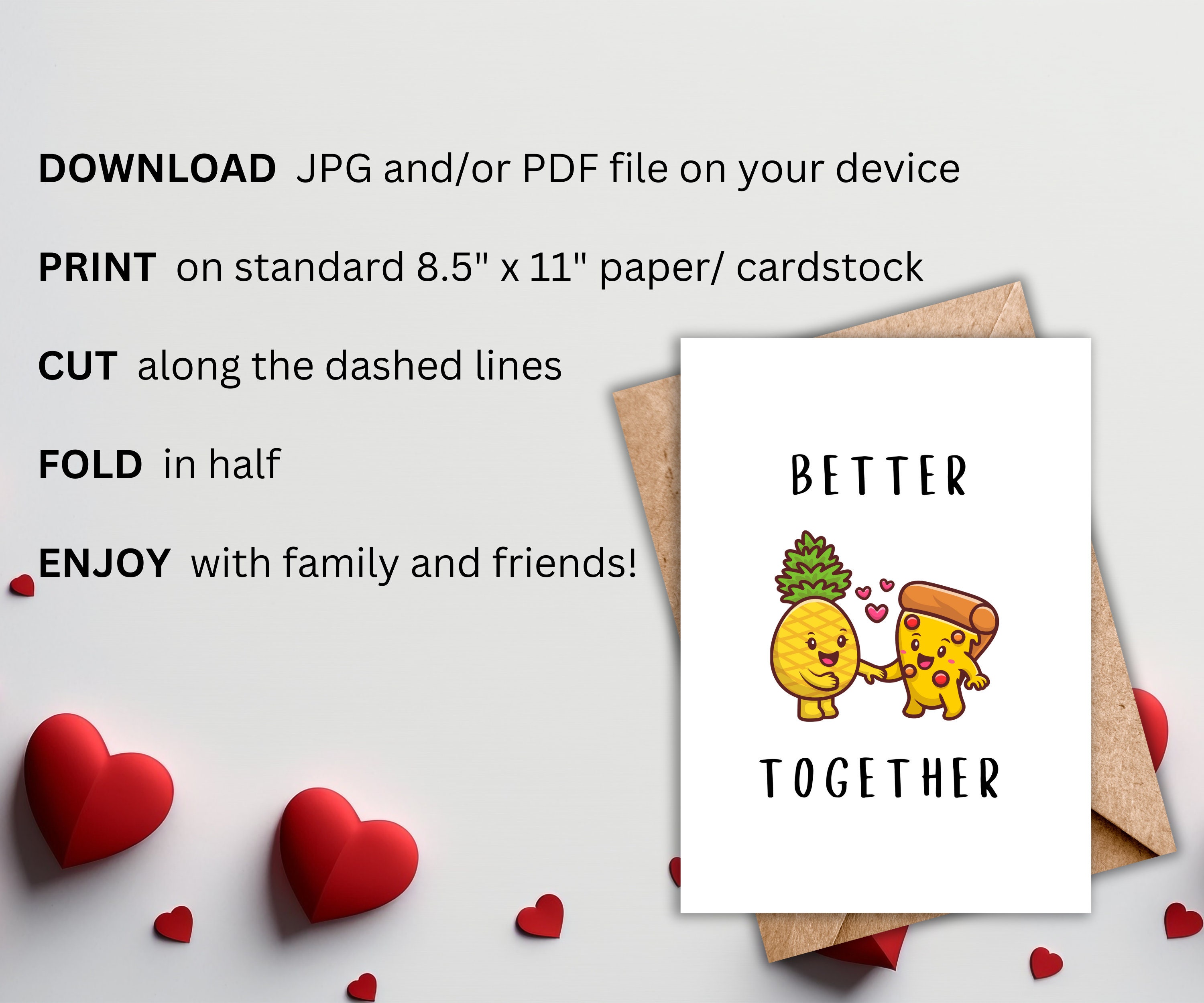 Pineapple Pizza Valentine's Day Card, Better Together Printable ...