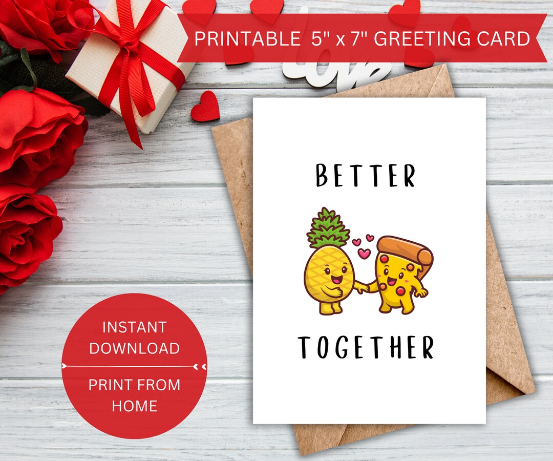 Better Together Printable Card, Valentines Day Card, Anniversary Card ...