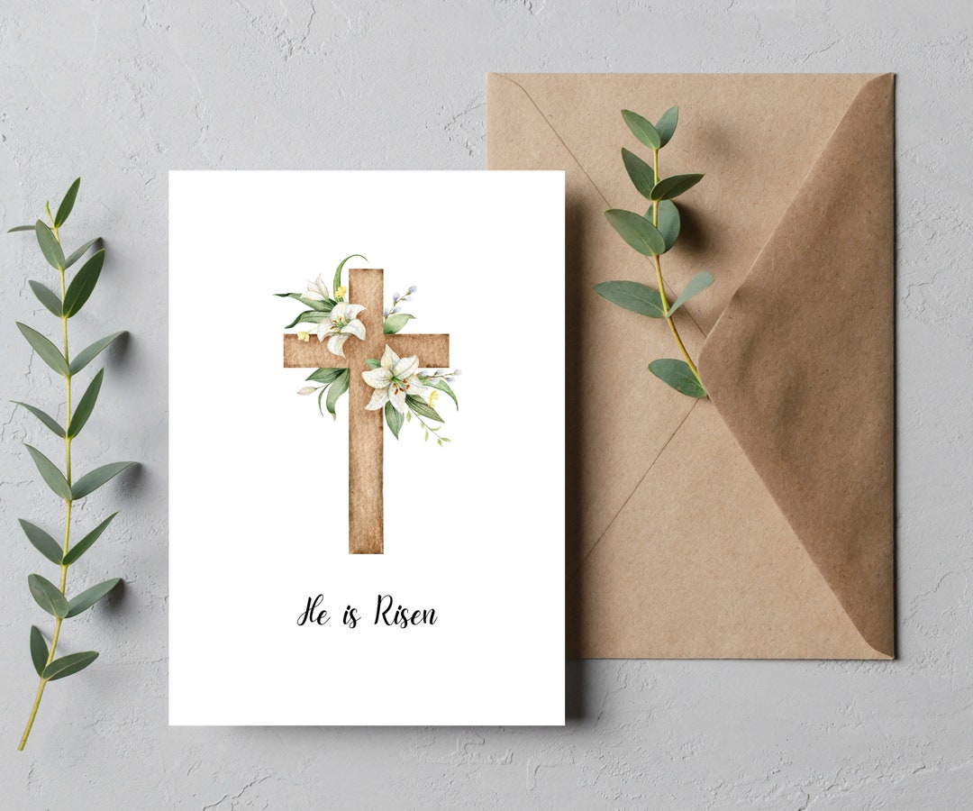 He is Risen Printable Card, Digital Easter Greeting Card, Easter Card Download, Instant Download ...