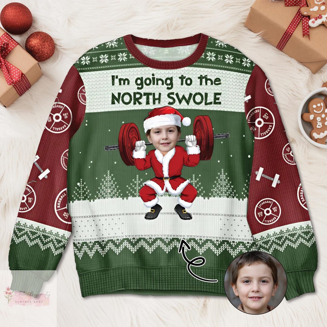 I'm Going to the North Swole Personalized Photo Ugly Sweater,custom ...
