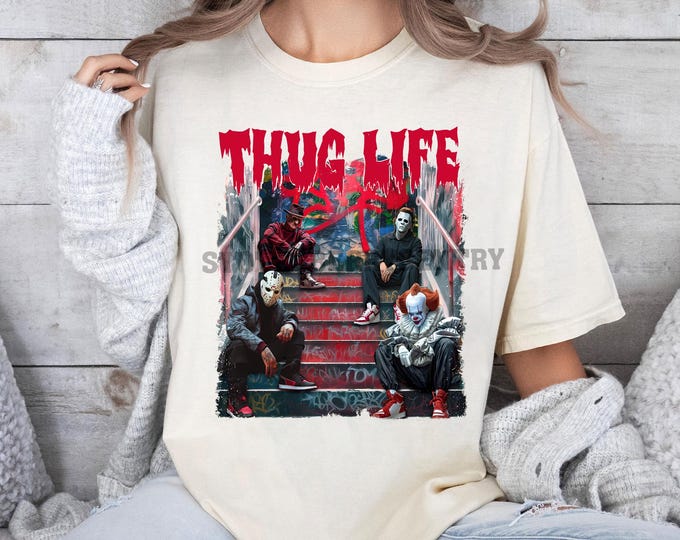 Thug Life Horror Movie Sweatshirt, Halloween Horror Characters Shirt ...