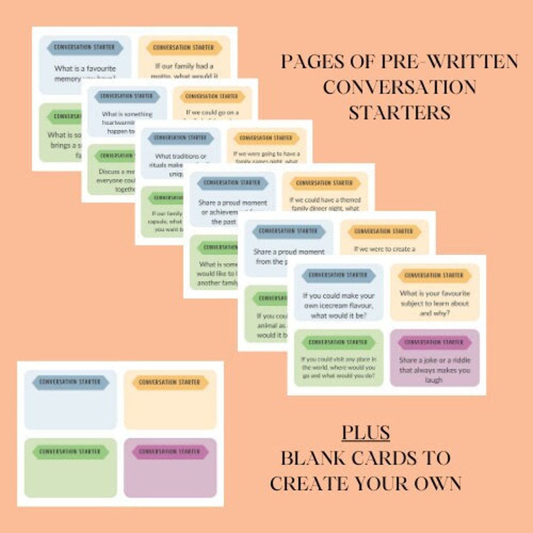 Conversation Cards Family Games Icebreaker Question Set Team Building ...