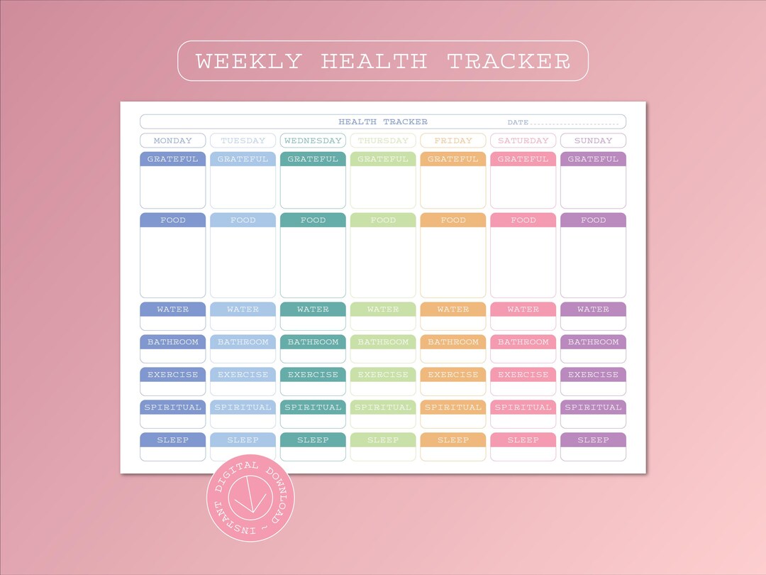 Printable Weekly Health Tracker: Colorful A4/A5 Planner (PDF Download ...
