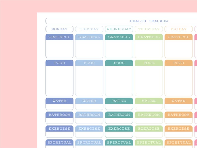 Printable Weekly Health Tracker: Colorful A4/A5 Planner (PDF Download ...