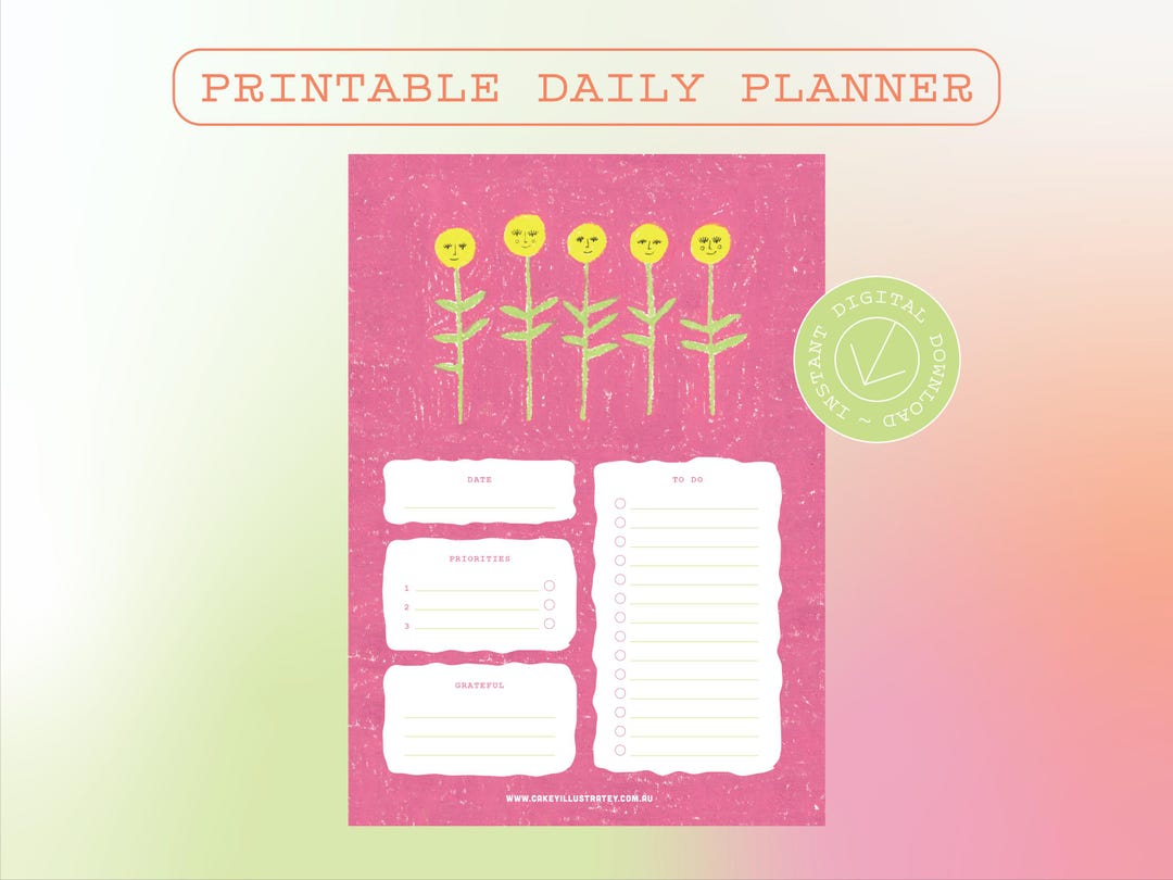 Printable Daily Planner: Pink Billy Button Floral Design (PDF Download ...