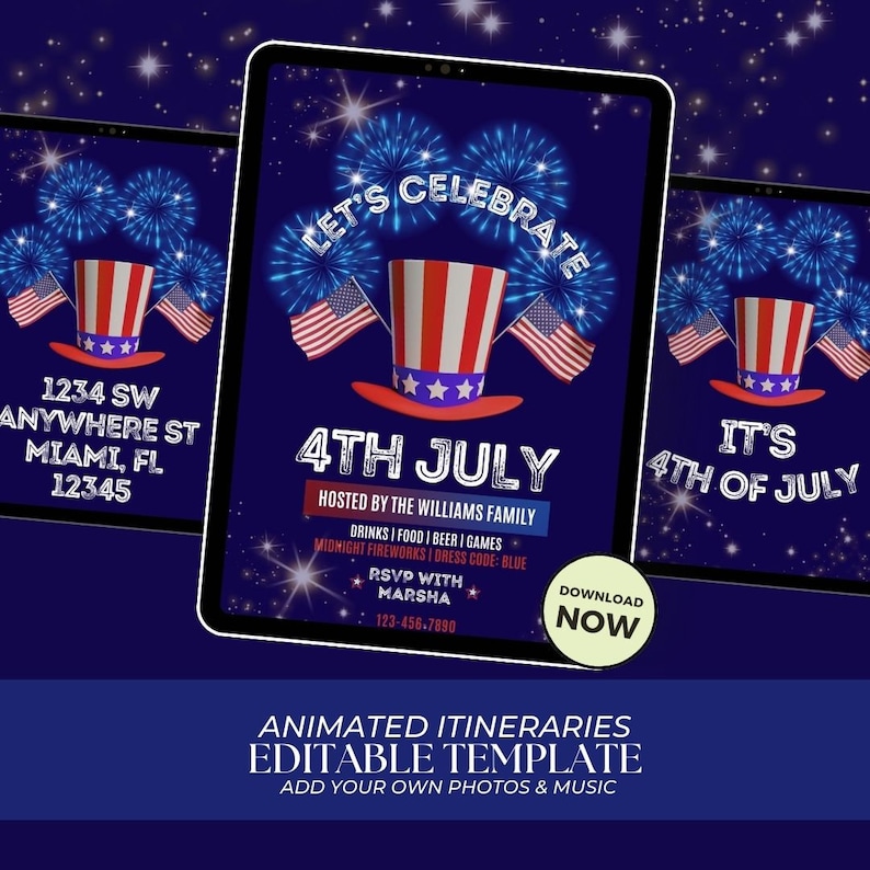 4th of July Celebration Invitation Template | Independence Day Party ...