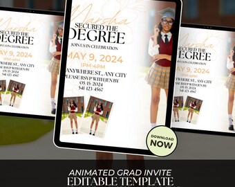 Editable Graduation Invitation Flyer Graduation Party, Class of 2024 ...