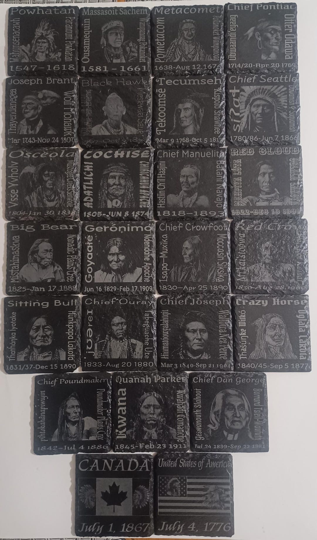 Native North American Chiefs and Leaders 25pc Slate Coaster Set - Etsy