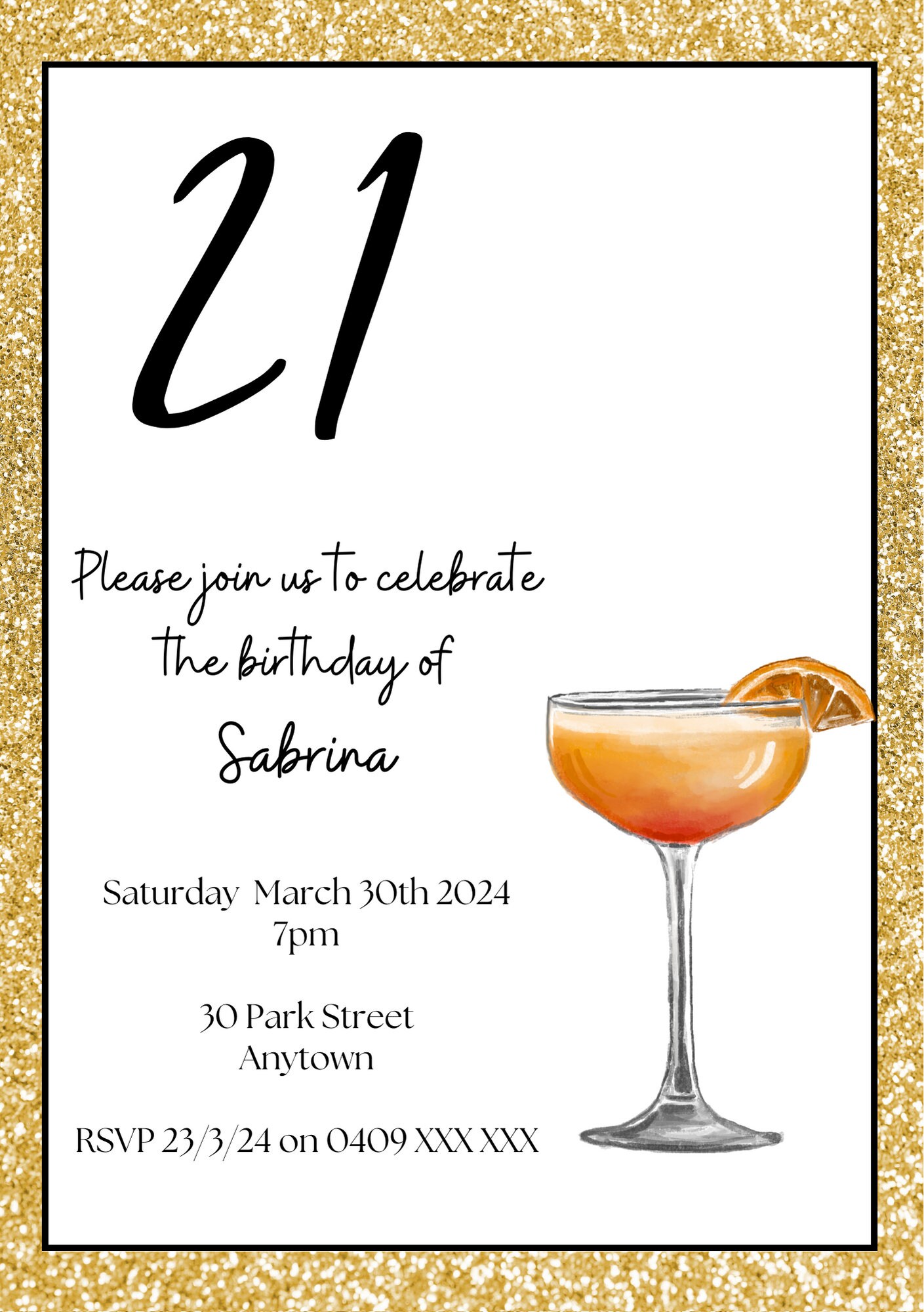 21st Birthday Party Invitation TEMPLATE. Instant Download, Customisable ...