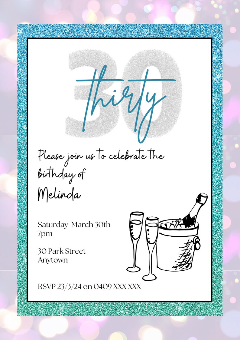30th Birthday Party Invitation TEMPLATE. Instant Download, Customisable ...