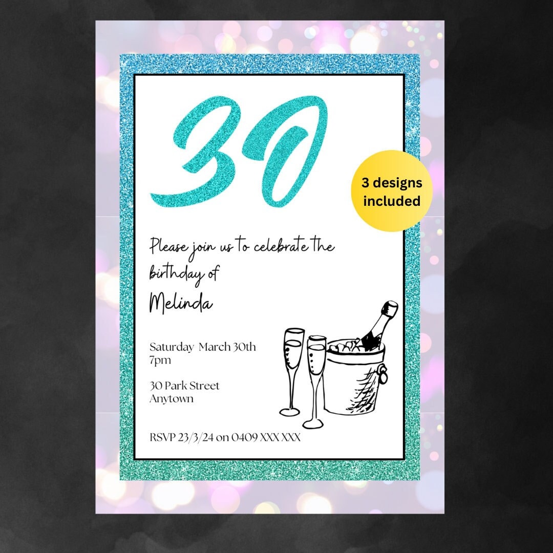 30th Birthday Party Invitation TEMPLATE. Instant Download, Customisable ...