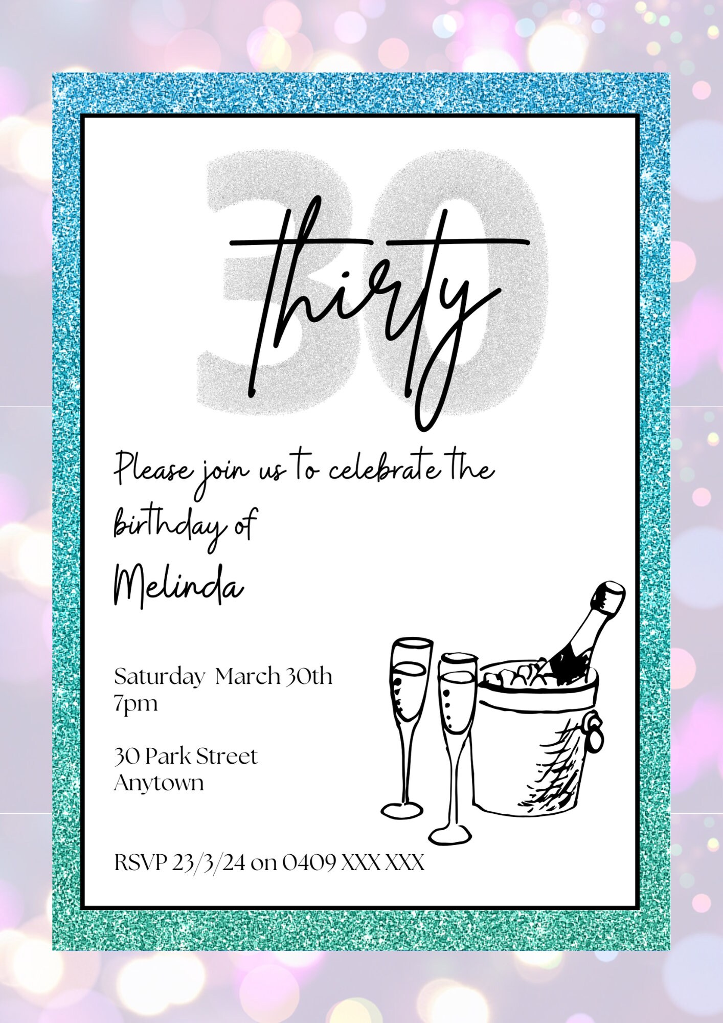 30th Birthday Party Invitation TEMPLATE. Instant Download, Customisable ...