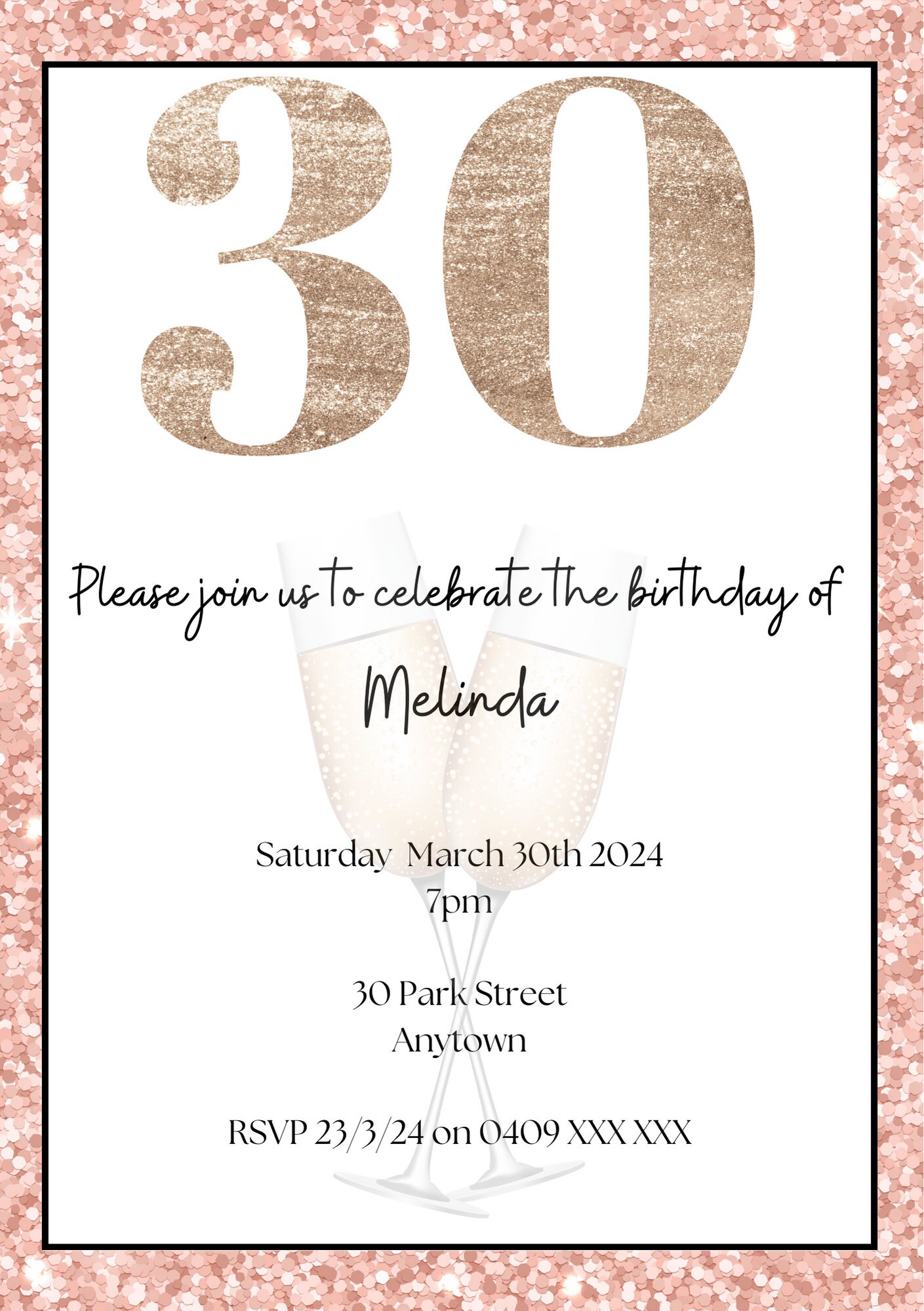 30th Birthday Party Invitation TEMPLATE. Instant Download, Customisable ...