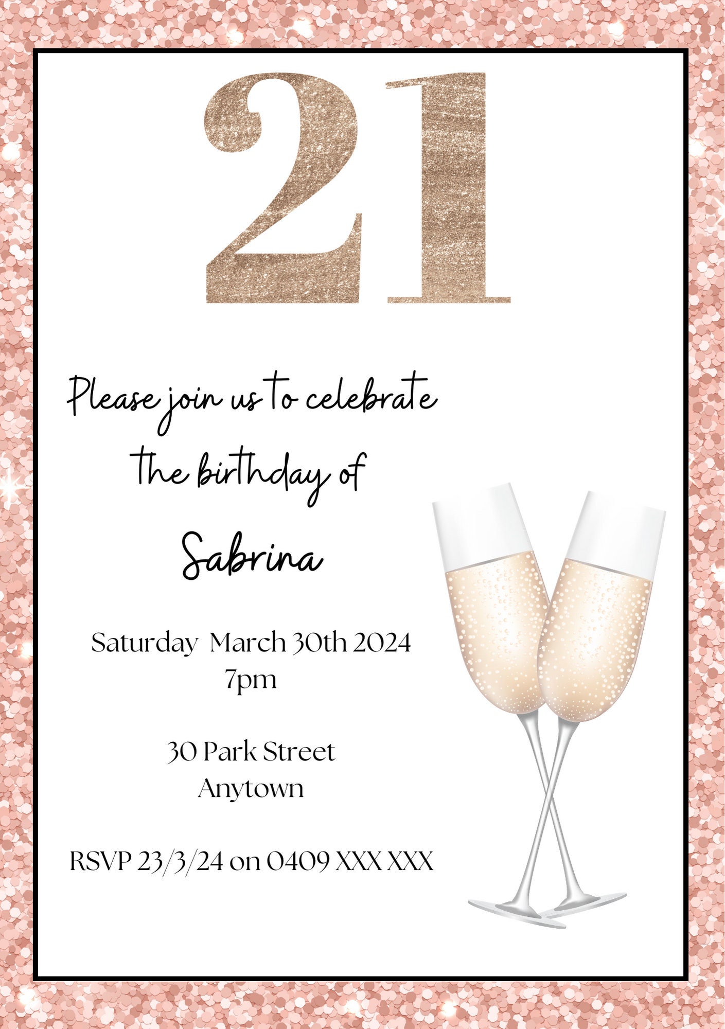 21ST Birthday Party Invitation TEMPLATE. Instant Download, Customisable ...