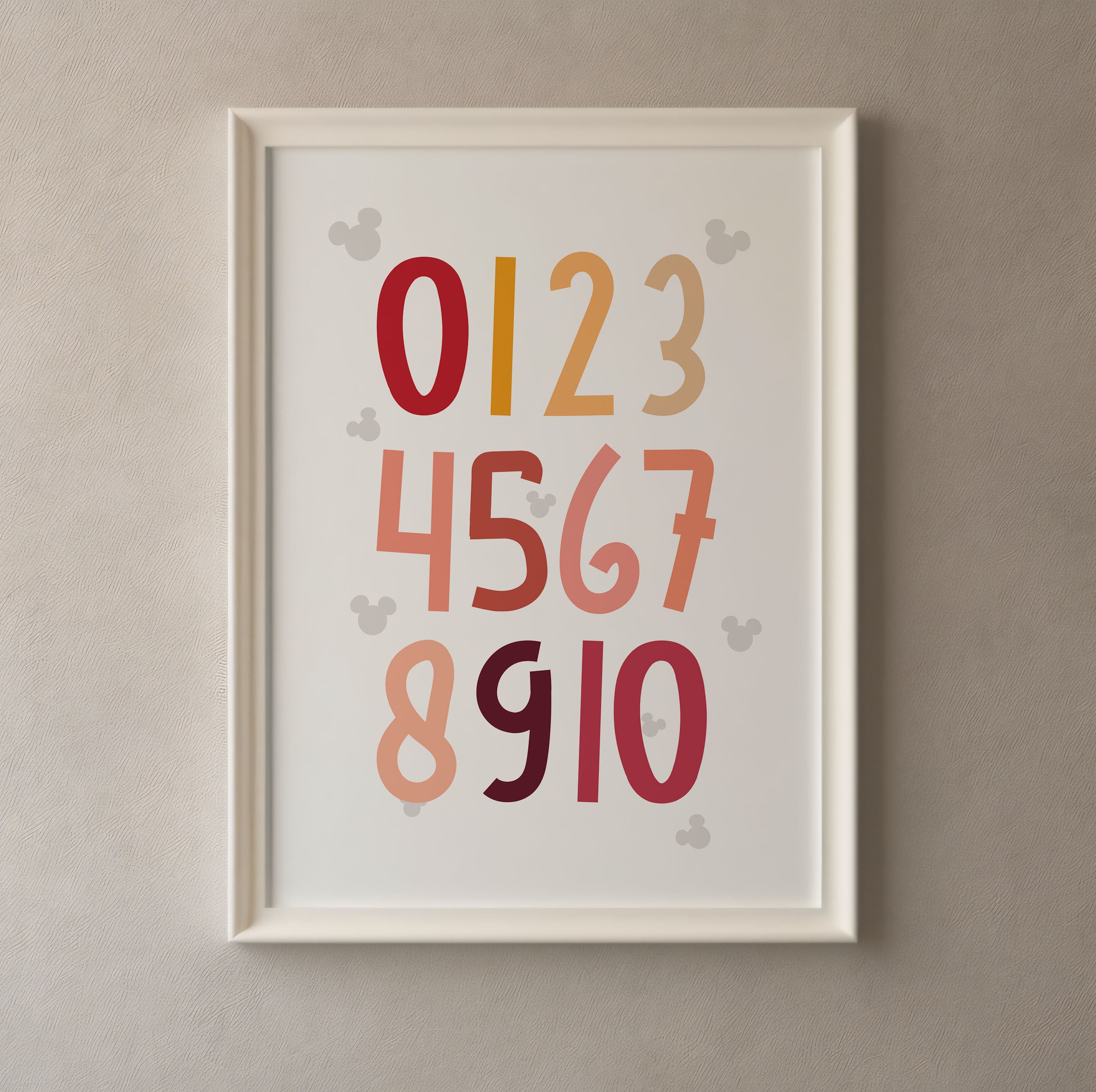 Mickey Wall Art Numbers, Mickey Colorful Numbers, Nursery Wall Art ...