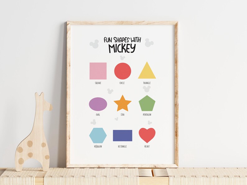 Mickey Mouse Shapes Poster: Geometric Nursery Wall Art (digital ...