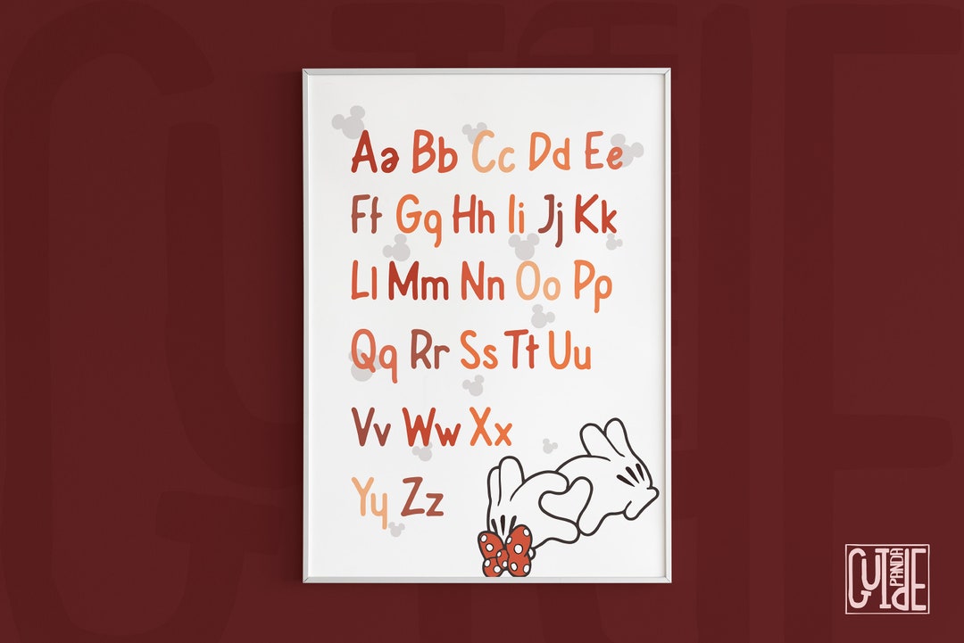Mickey Alphabet Print, Nursery Art, Homeschool Print, Kids Posters, ABC ...