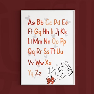 Mickey Alphabet Print, Nursery Art, Homeschool Print, Kids Posters, ABC ...