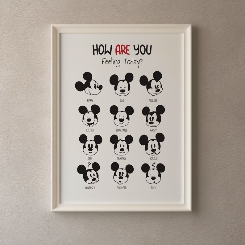 Mickey Mouse Feelings Chart: Montessori Classroom Decor (digital ...