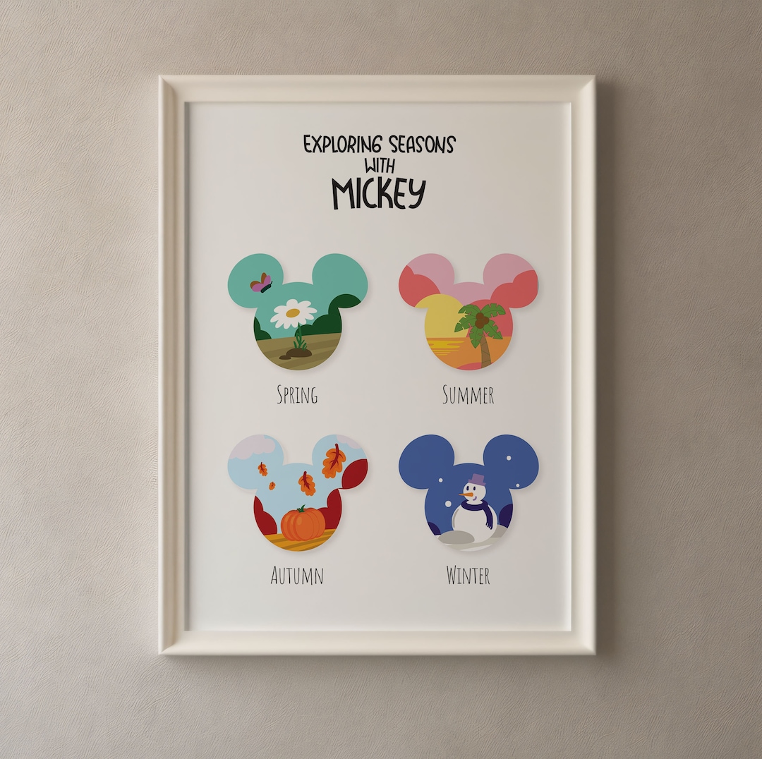 Mickey Mouse Seasons Chart: Educational Kids Wall Decor (digital ...