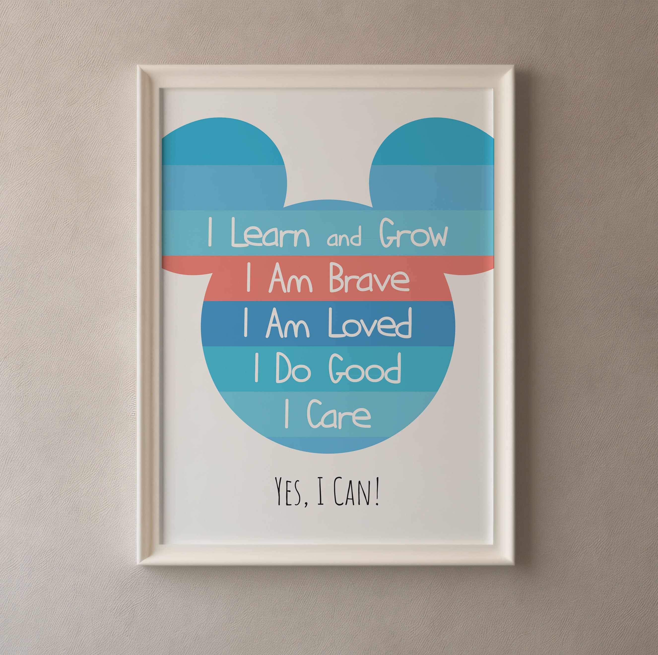 Kids Positive Affirmations, Mickey Themed Printable Poster, Playroom ...