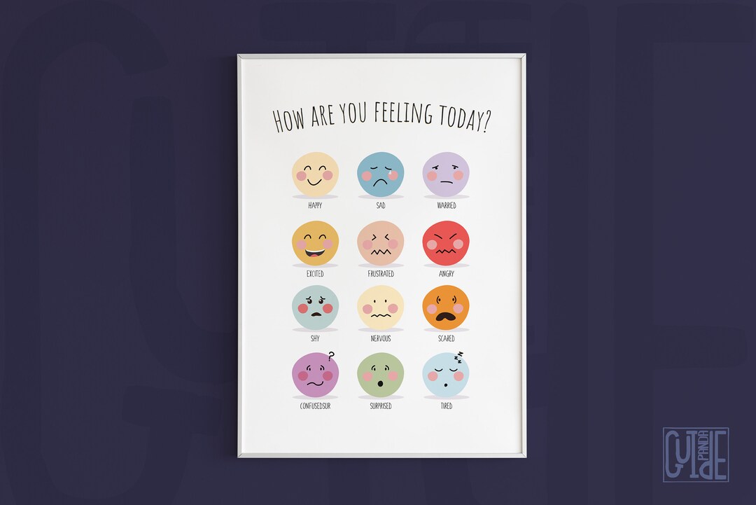 Rainbow Fellings Chart, Emotions Print, Printable Wall Art, Nursery ...
