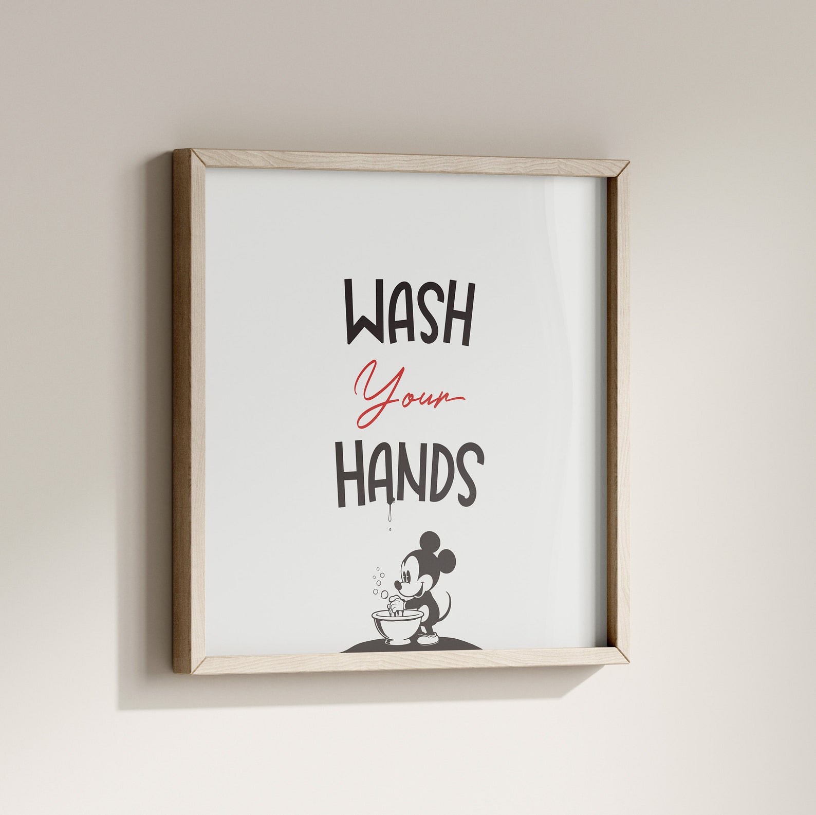 Mickey Mouse Wash Your Hands Print: Nursery Bathroom Decor (digital ...